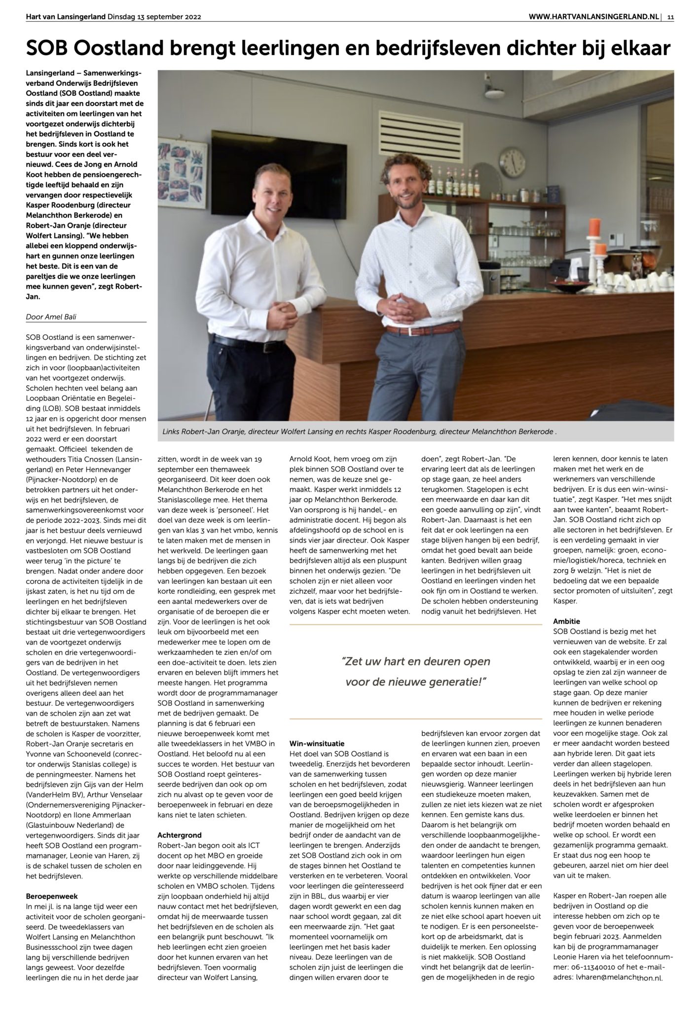 SOB Oostland brengt leerlingen en bedrijfsleven dichter bij elkaar ...