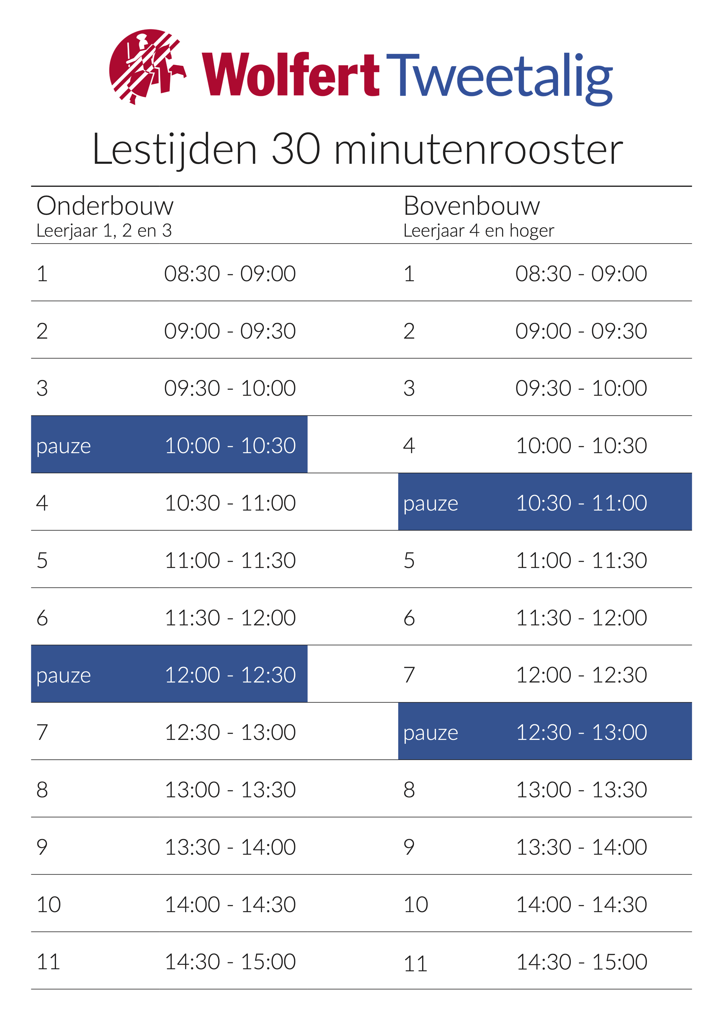 Lestijden - Wolfert Tweetalig